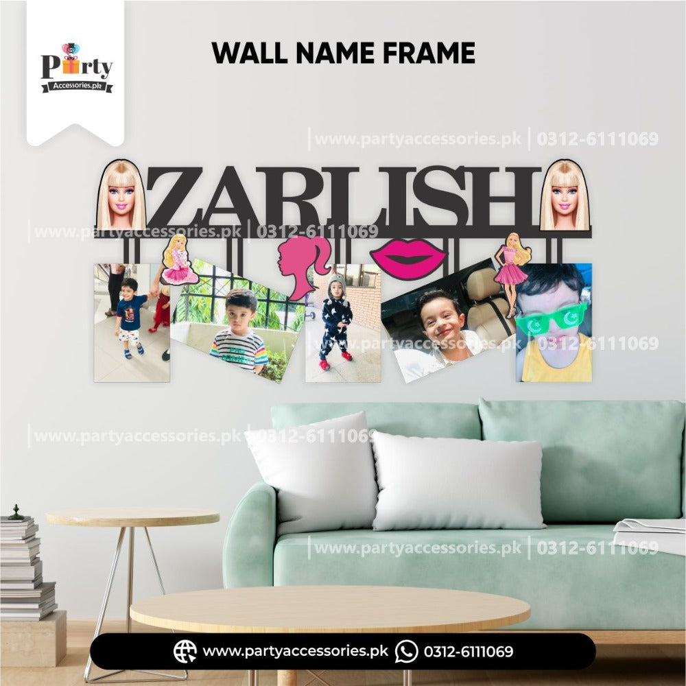 Barbie doll theme wall decoration | customized name wall frame ...