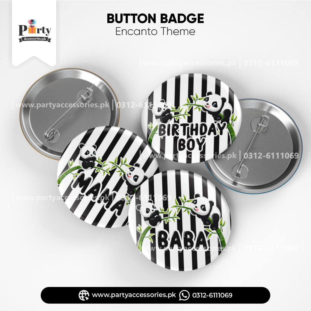 Panda Boy Customized Button Badges (Pack of 6) – PartyAccessories.pk