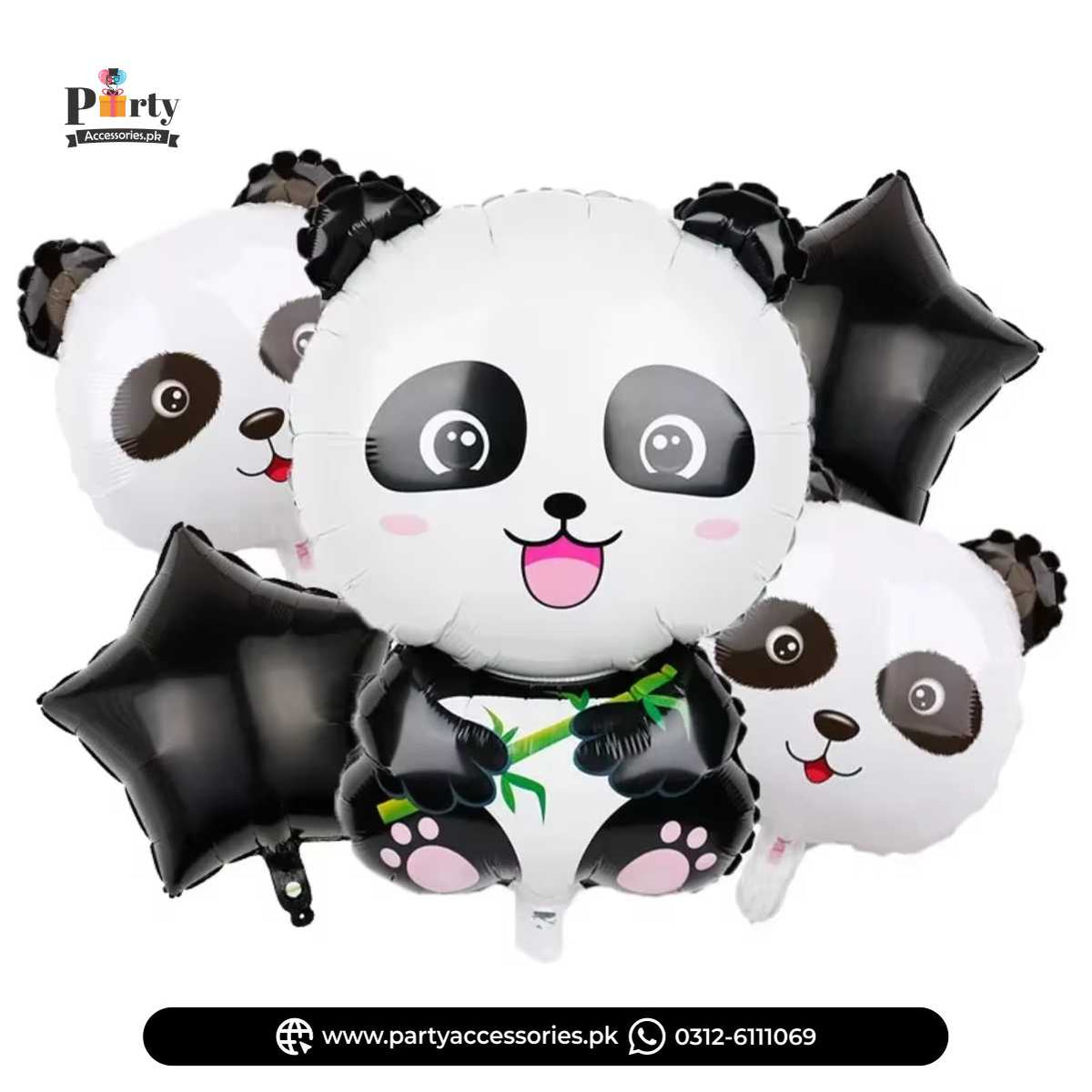Set of 5 Panda Foil Balloons | Birthday Party Decorations ...