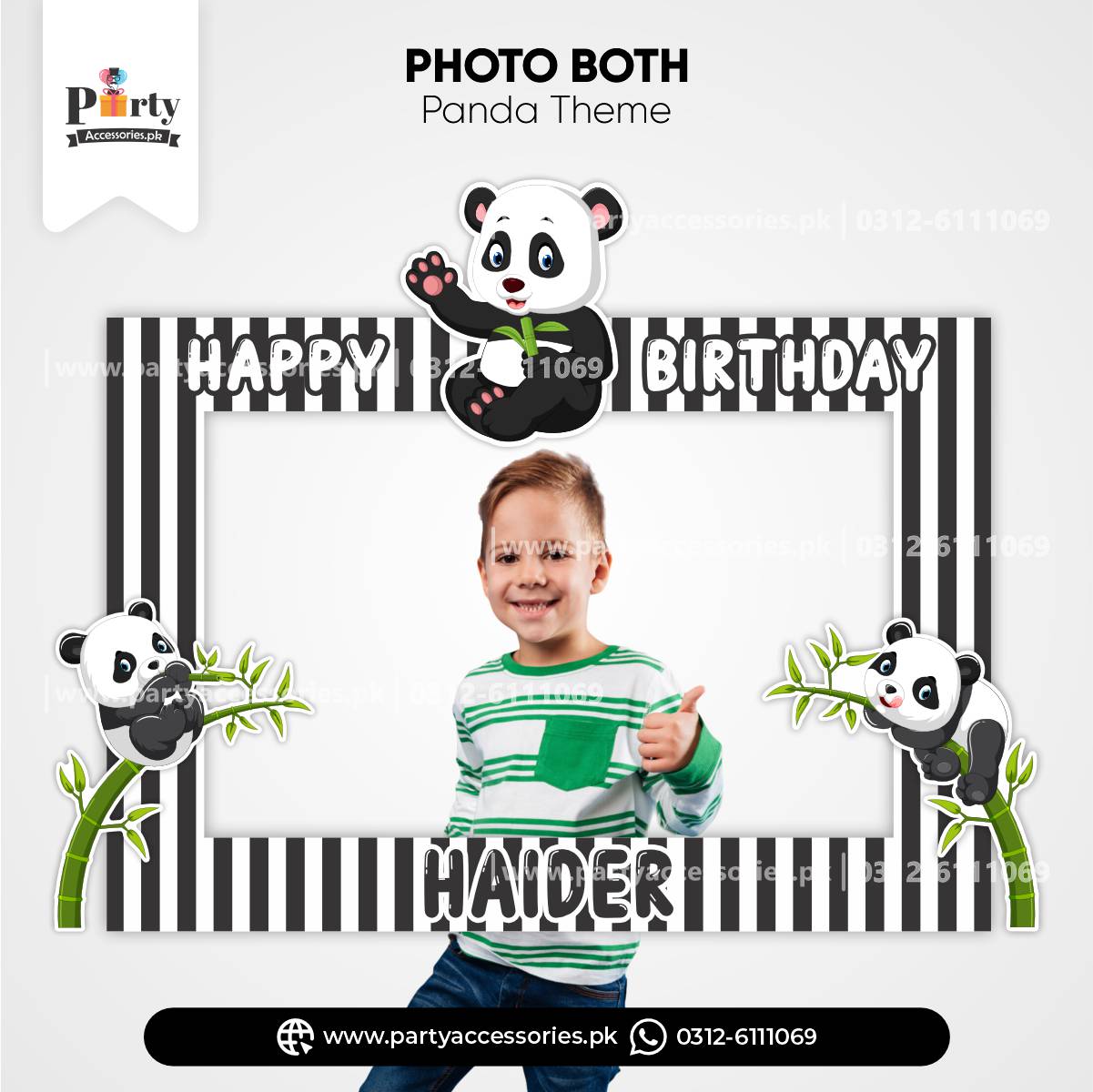 Panda Boy Photo Booth Frame: 5-Star Birthday Party Prop ...