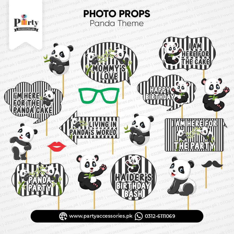 15-Piece Panda Boy Theme Party Props Set | Birthday Fun ...