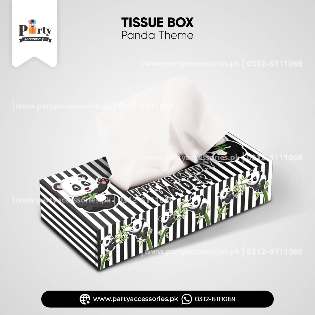 Panda Boy Tissue Box Cover: 3-in-1 Party Decor – PartyAccessories.pk