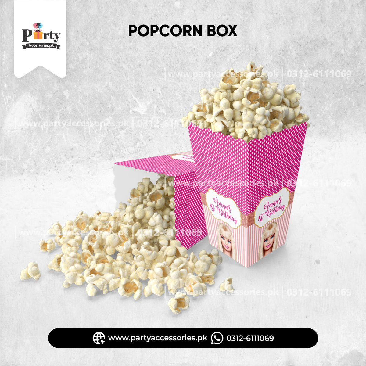 Barbie doll theme Birthday Customized Popcorn holders – PartyAccessories.pk