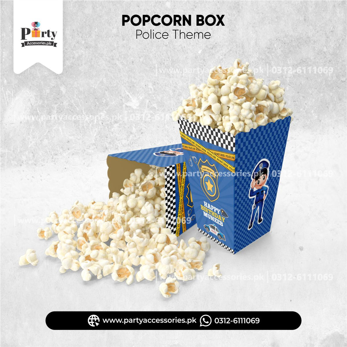 Police theme Birthday Customized Popcorn holders – PartyAccessories.pk