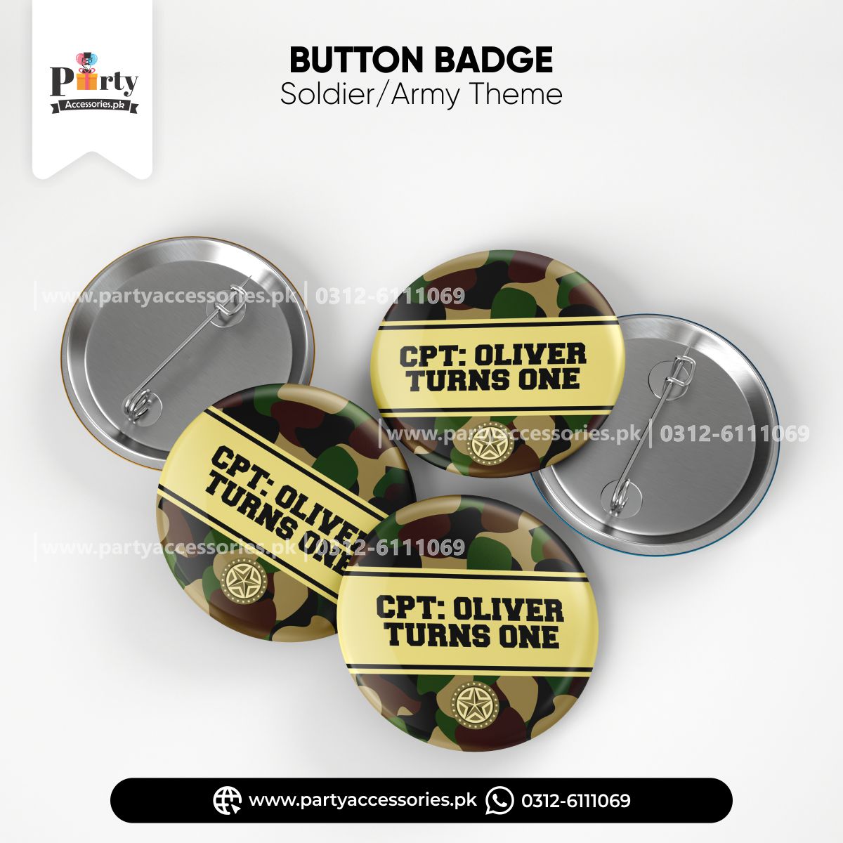 Soldiers army theme birthday party | Customized badges (pack of 6 ...