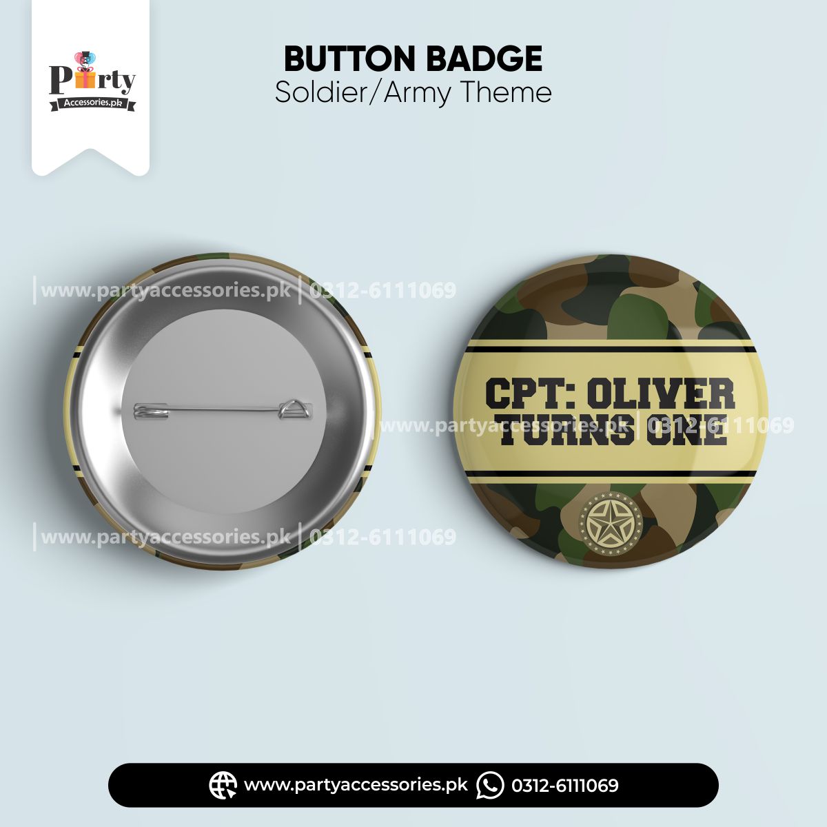 Army soldiers theme decorations | Customized button badge ...