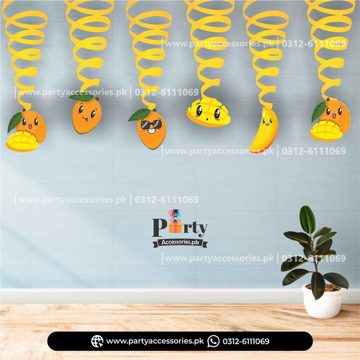 Mango Theme Spiral Hanging Swirls Decorations | Party Ceiling Decor ...