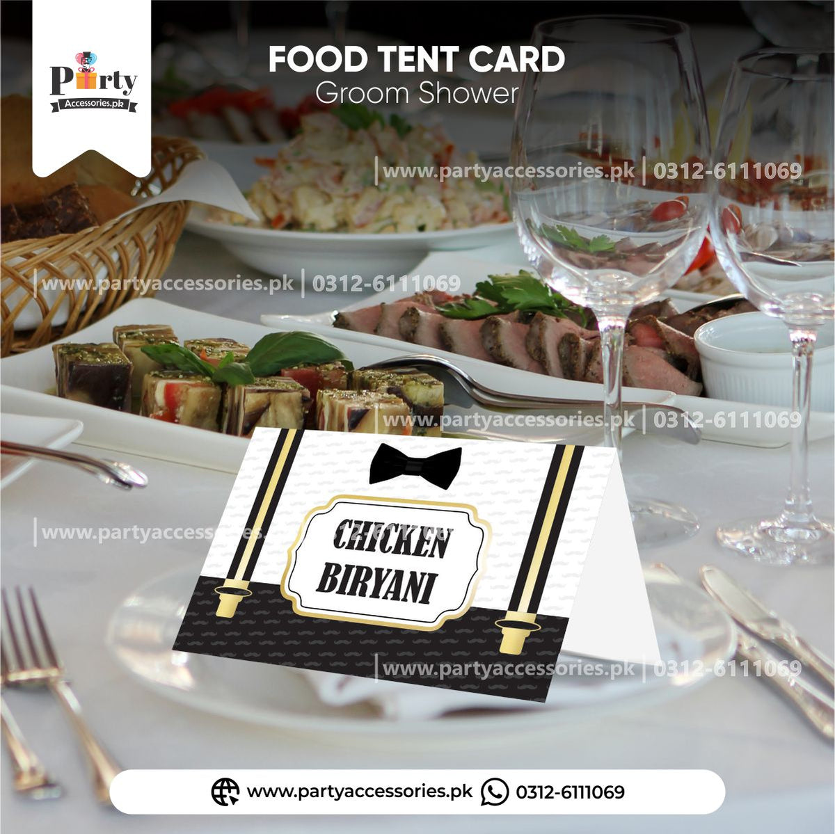 Customized Groom Shower Table Tent Cards | pack of 8 – PartyAccessories.pk