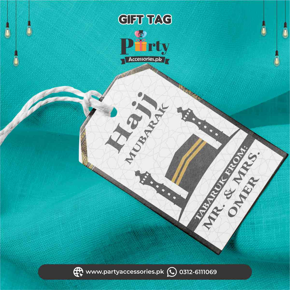 Hajj Mubarak Gift thank you tags | pack of 6 – PartyAccessories.pk