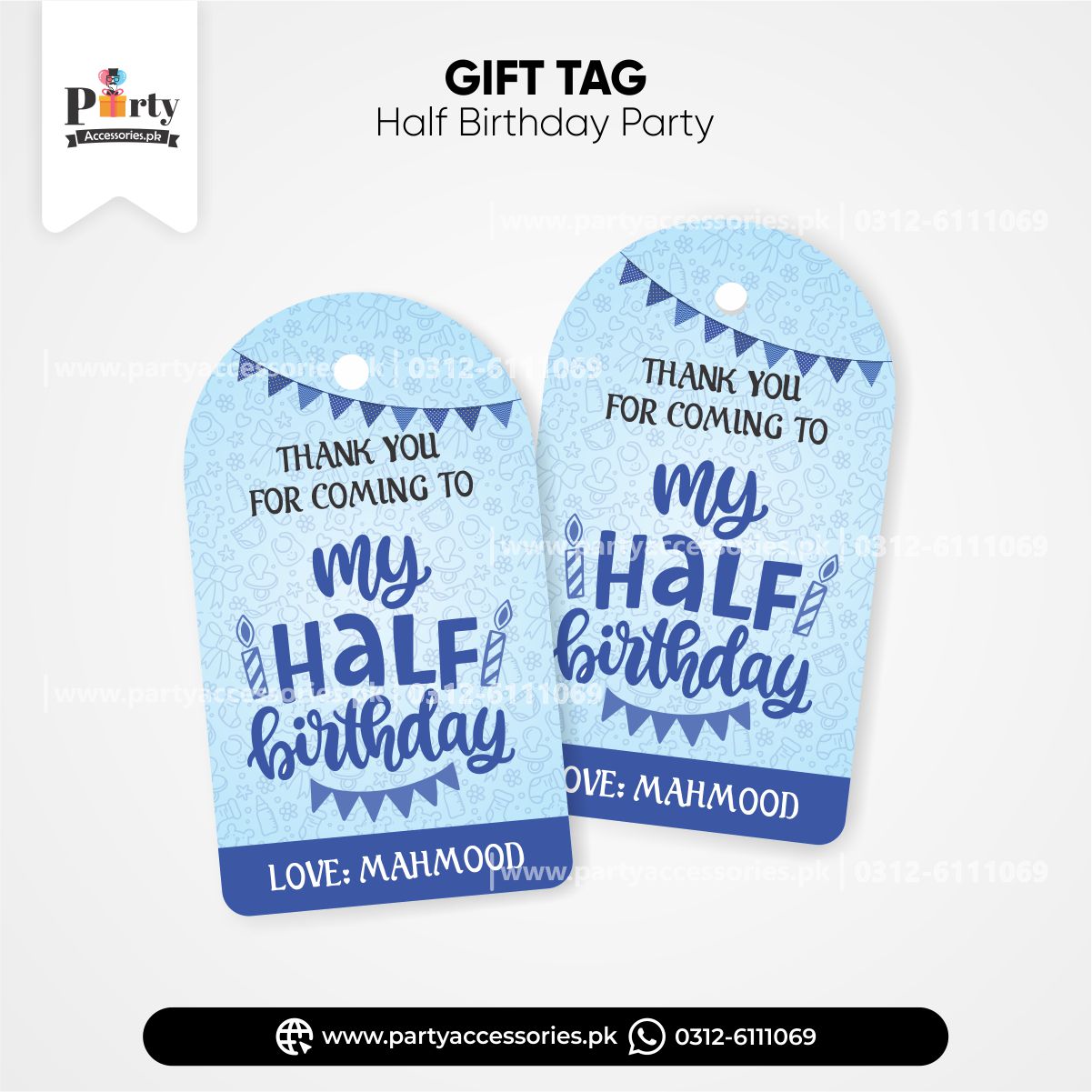 Half birthday party | Customized Gift tags / thank you tags ...