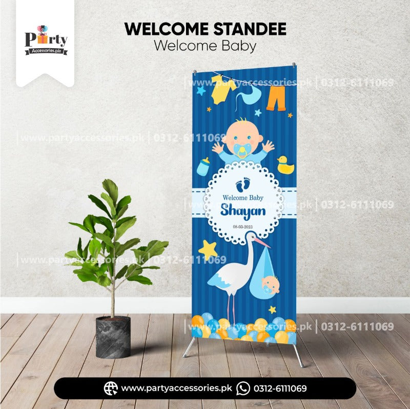 Welcome baby decoration ideas | Customized Welcome Standee for boy ...