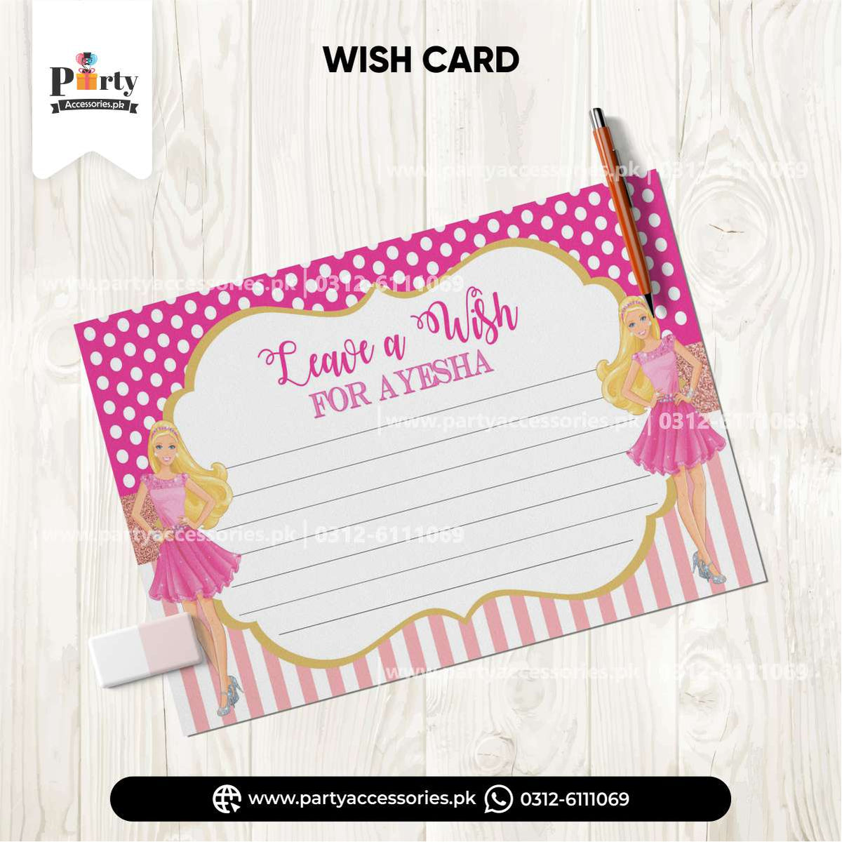 Barbie doll theme Customized wish cards – PartyAccessories.pk