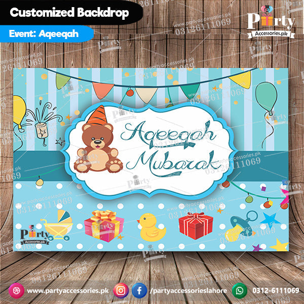 Aqiqah celebration ideas | personalized backdrop for aqeeqah for boy ...