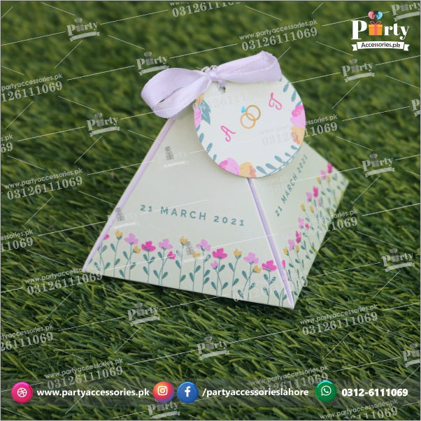 Nikah Bid Boxes | Triangle bid Boxes with customized tag | Pack of 12 ...