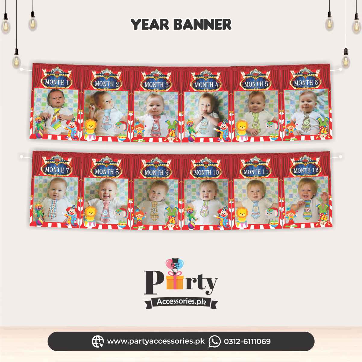 Circus carnival theme Customized Month wise year Picture banner ...