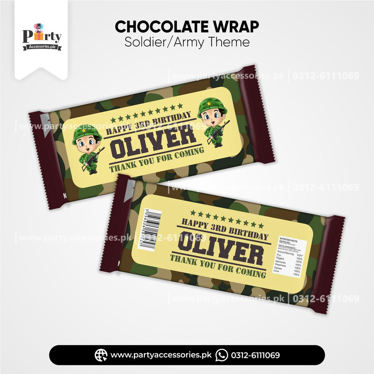 Army soldiers theme birthday Customized chocolate wraps ...