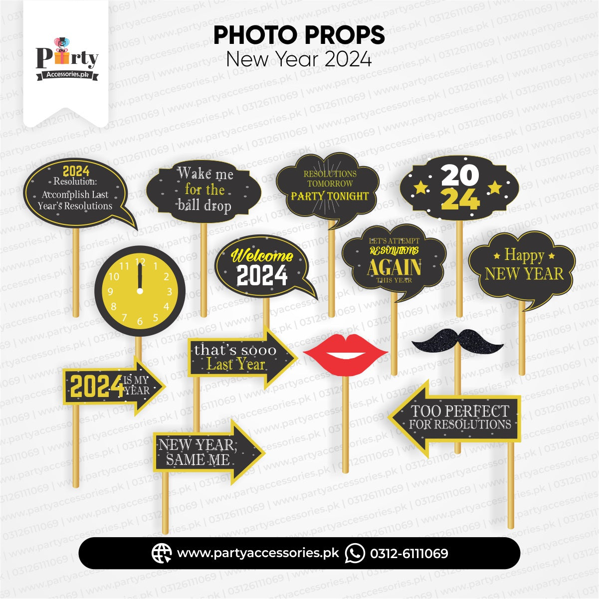 New year theme table decorations | Customized Party Photo props ...