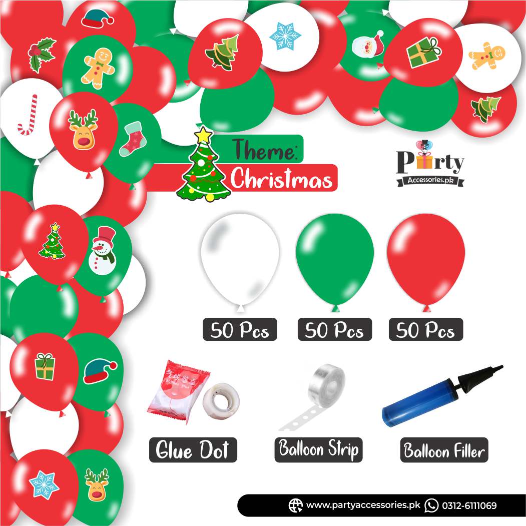 Christmas Balloon Decoration Set – 150 Balloons + Setup Kit ...
