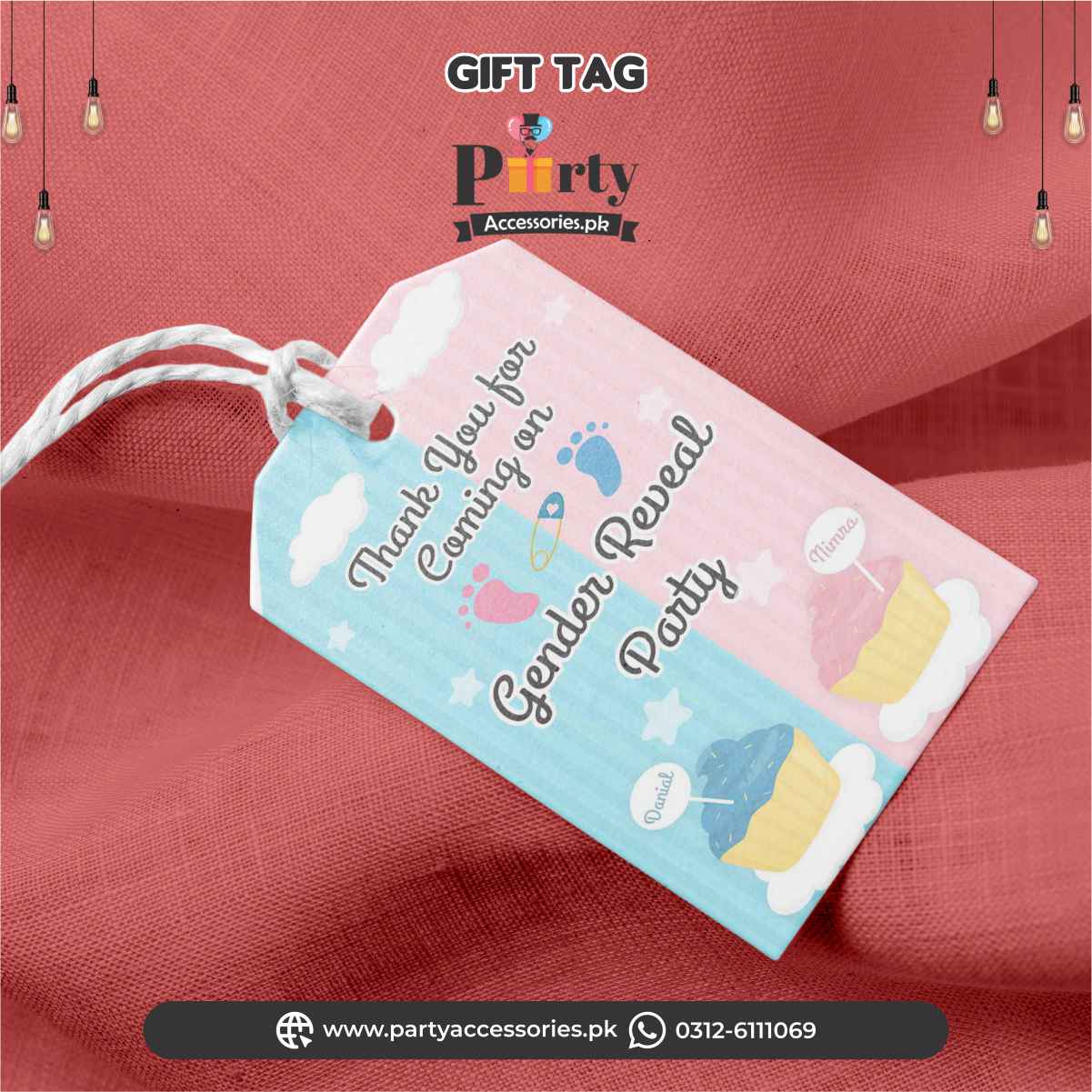 Gender reveal Customize thank you tags / cards | Pack of 6 ...