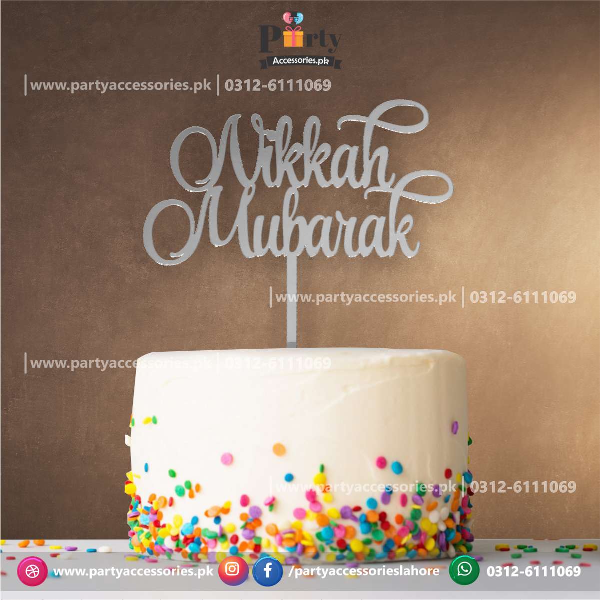 Nikkah Mubarak cake topper Rose Gold in acrylic (plastic ...
