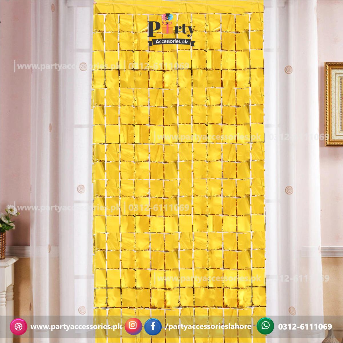 Square Box shape metallic tinsel fringe foil curtain party backdrop in ...