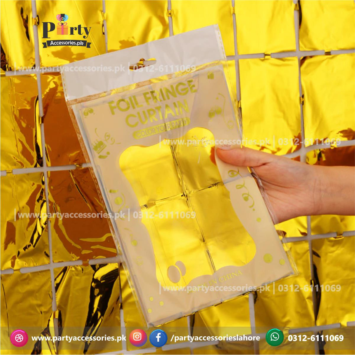 Square Box shape metallic tinsel fringe foil curtain party backdrop ...