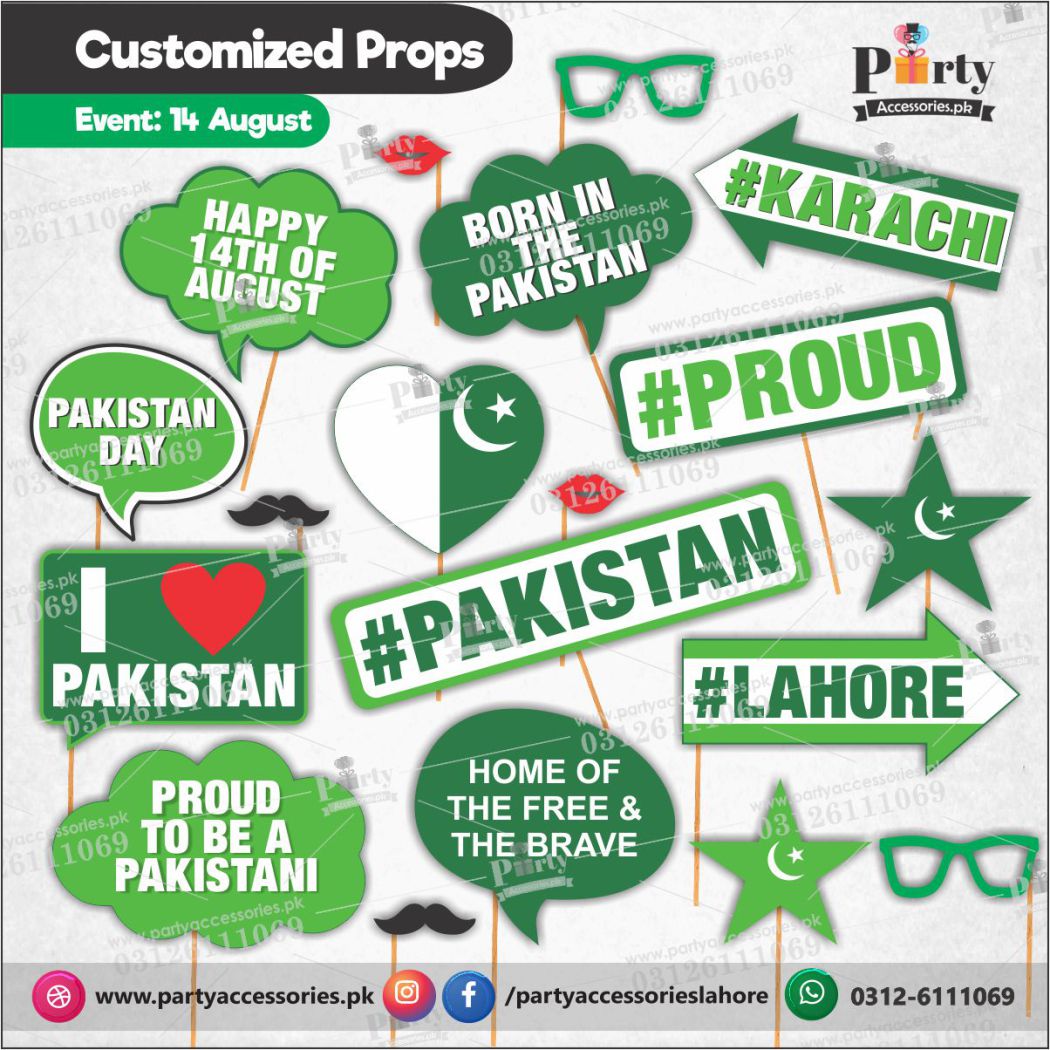 Customized props set for 14 August – PartyAccessories.pk