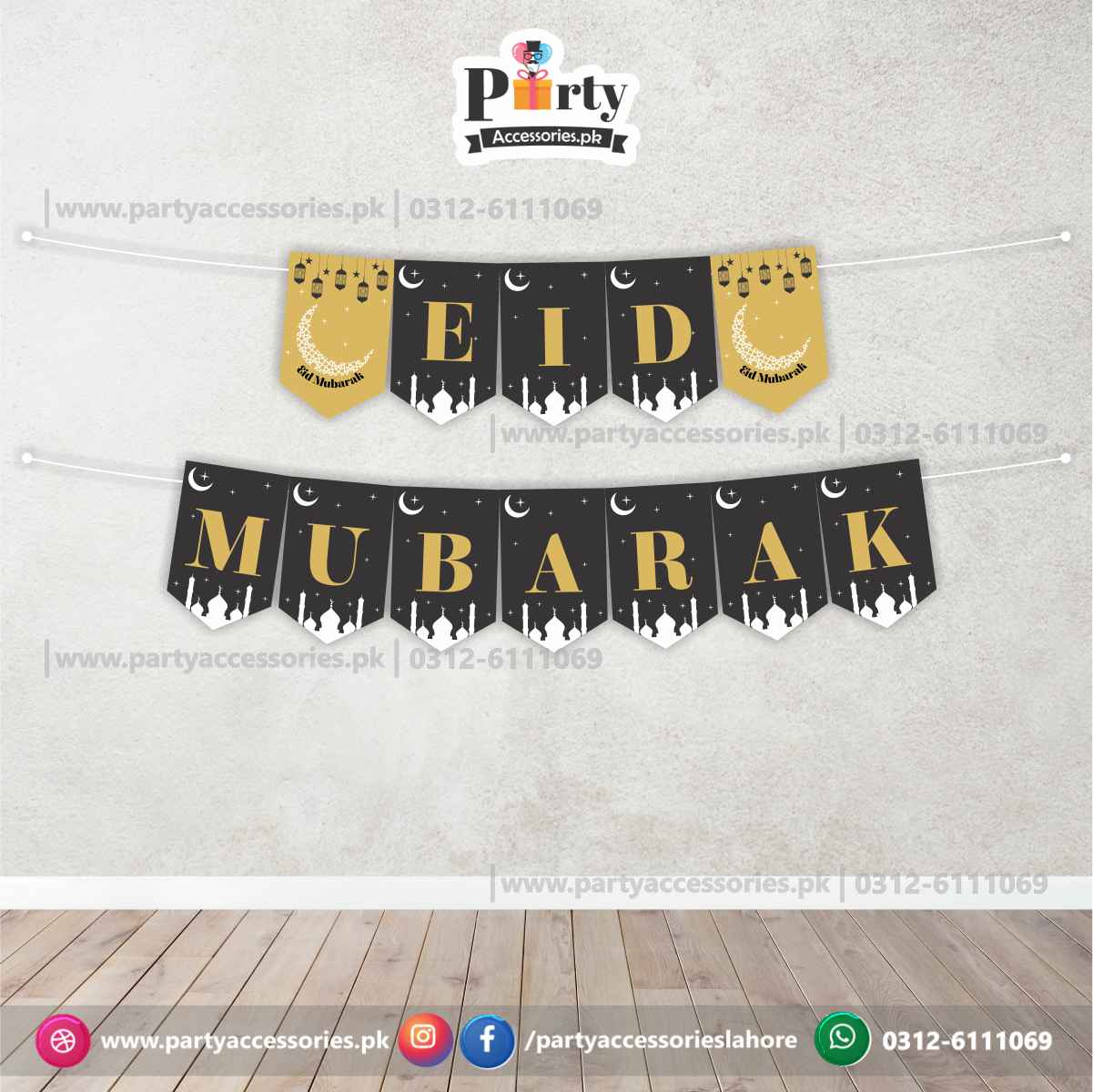 Eid Mubarak Wall decoration Bunting banner – PartyAccessories.pk