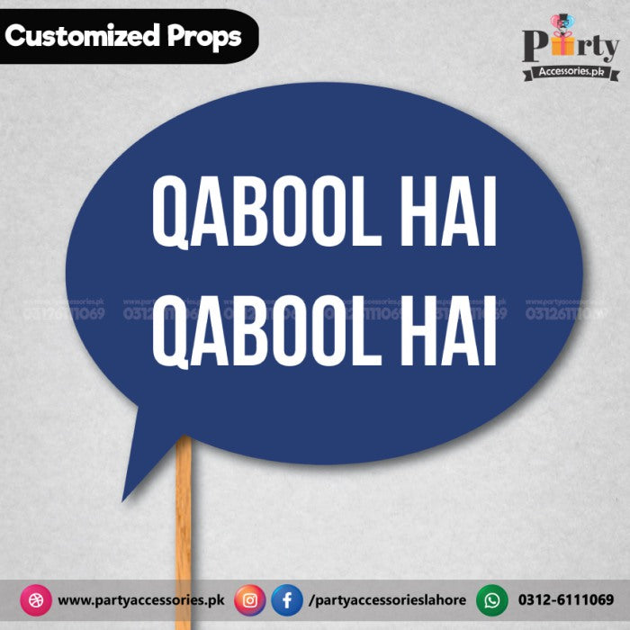 Customized wedding party Prop QABOOL HAI – PartyAccessories.pk
