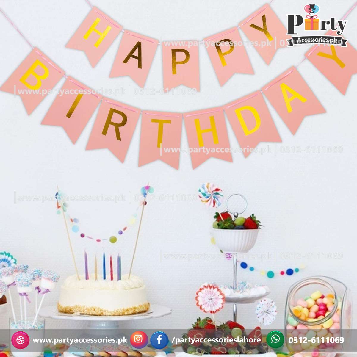 Happy Birthday wall decoration bunting banner – PartyAccessories.pk