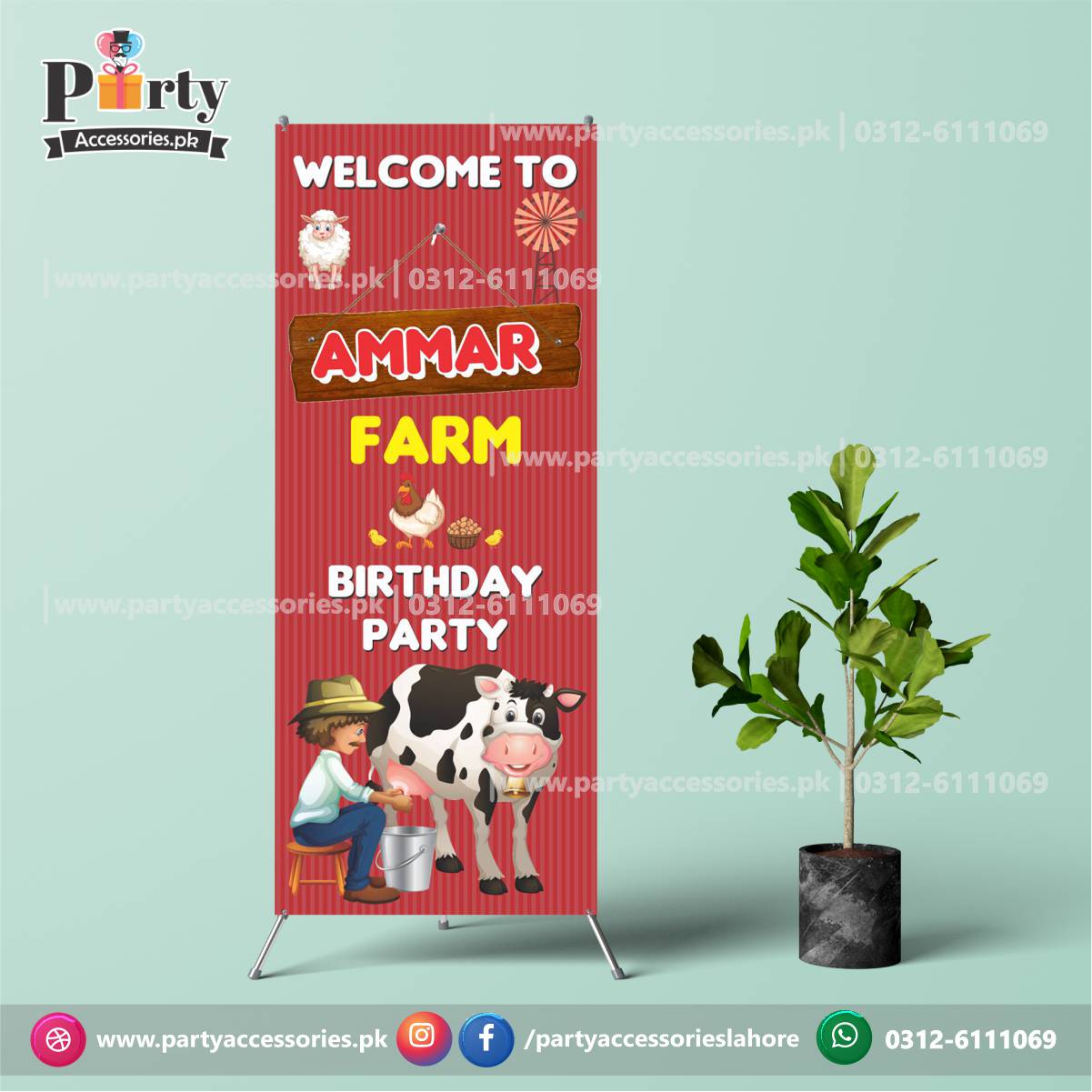 Customized Welcome Standee in Farm animals Theme Birthday Party decor ...