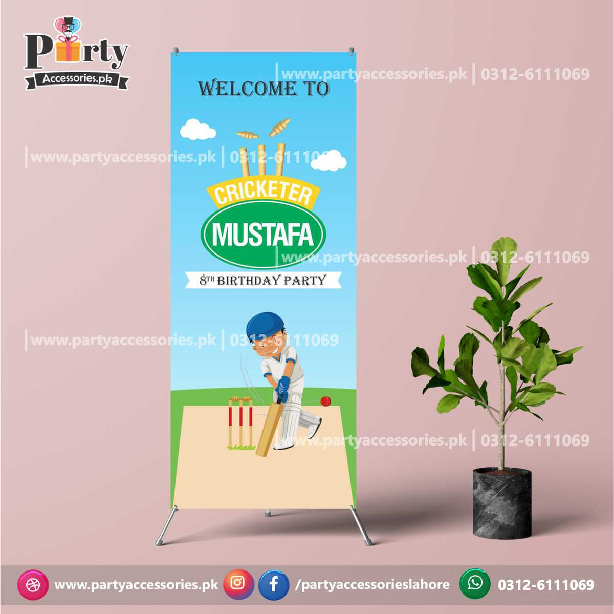 Cricket birthday theme party customized Panaflex welcome standee ...