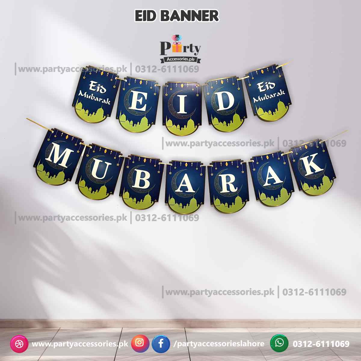 Eid Mubarak high quality Wall decoration Bunting banner ...