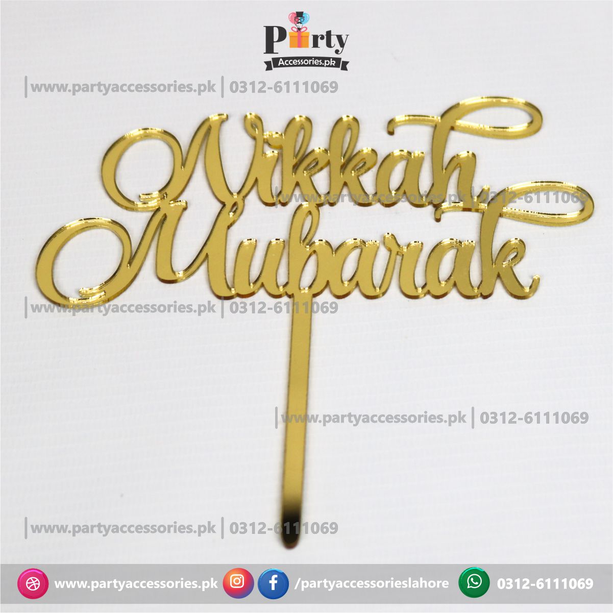 Nikkah Mubarak cake topper Rose Gold in acrylic (plastic ...
