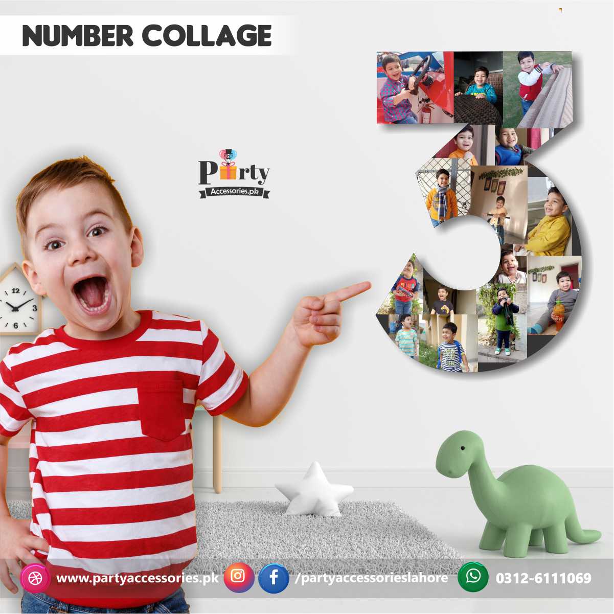 Number collage Wall hanging frame with customized pictures ...