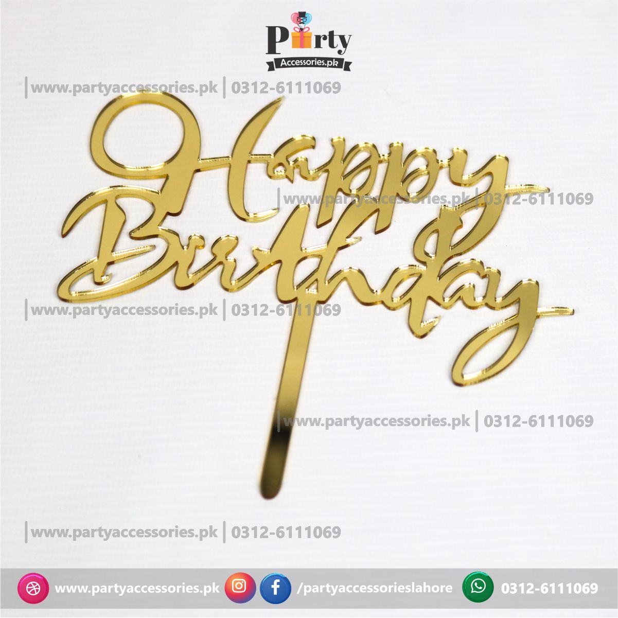 Happy Birthday Premium quality cake topper in acrylic – PartyAccessories.pk