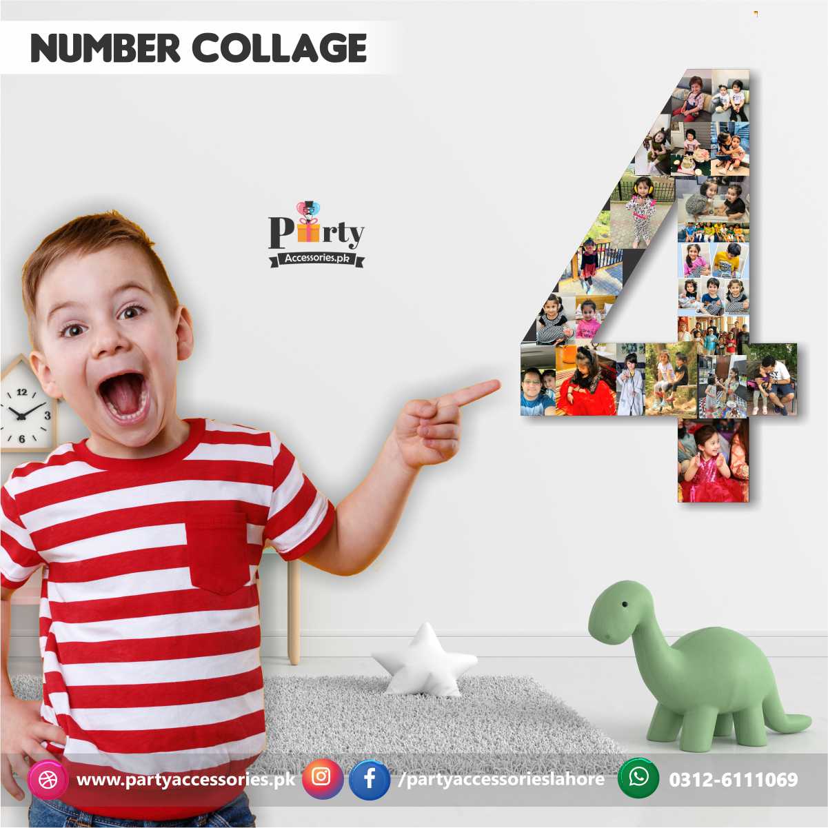 Number collage Wall hanging frame with customized pictures ...