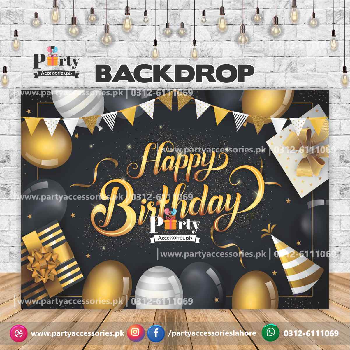Happy birthday backdrop customized with your name – PartyAccessories.pk