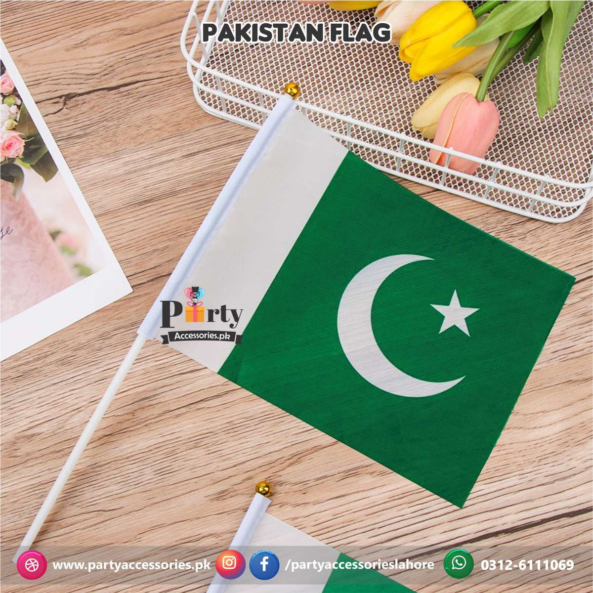 Pakistan Independence day celebrations hand flags Pack of 6 or 12 ...