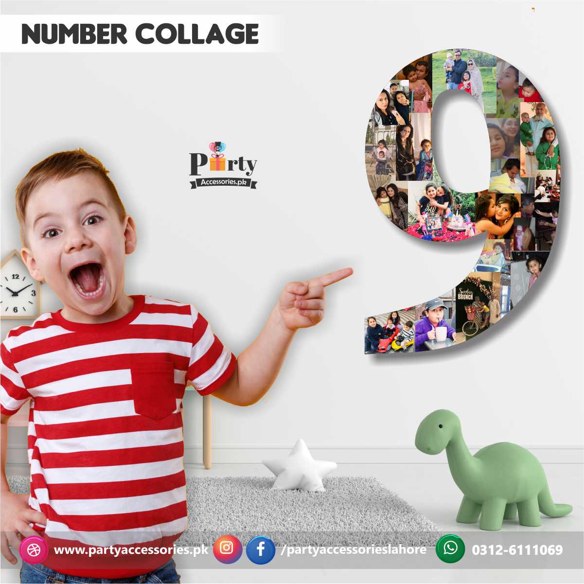 Number collage Wall hanging frame with customized pictures ...