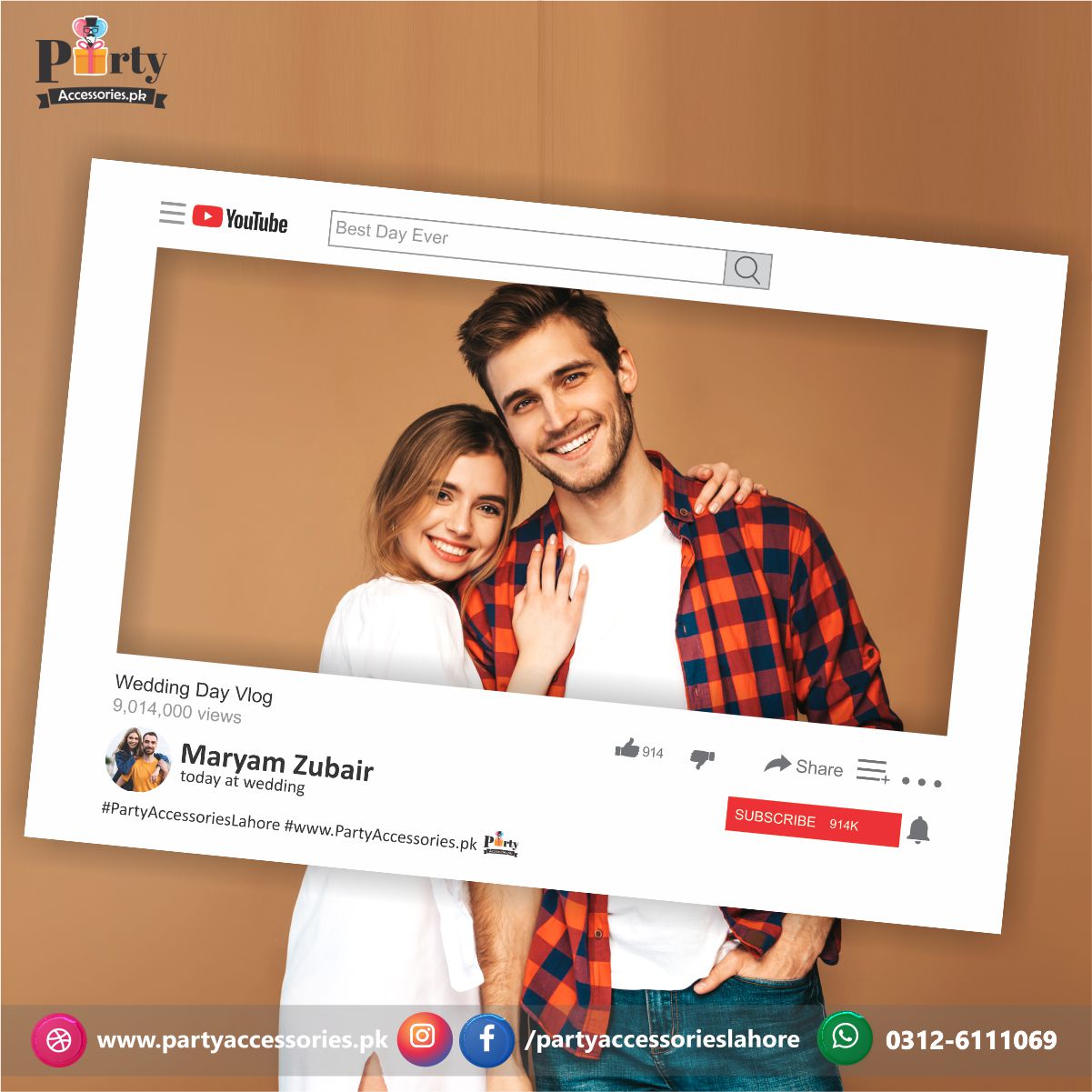Customized YouTube Photo booth frame | You Tube Social media Photo boo ...