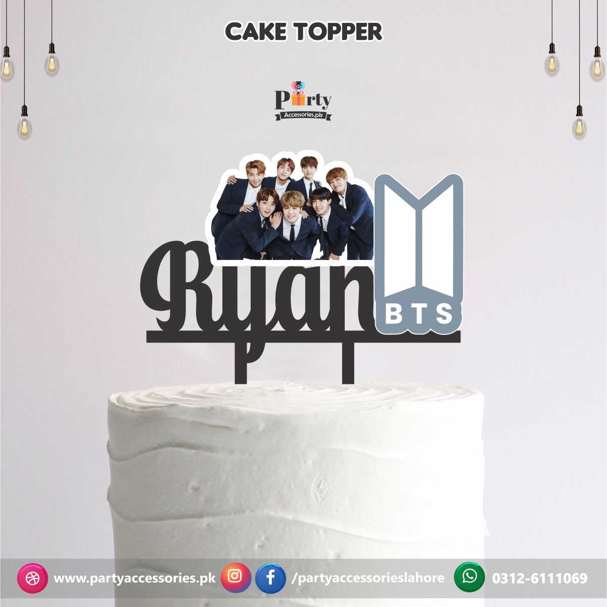 BTS theme birthday party cake topper – PartyAccessories.pk