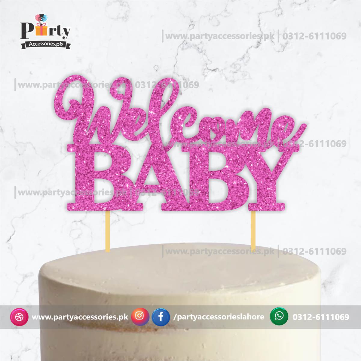 Welcome home new born Baby table decorations Cake topper in pink ...