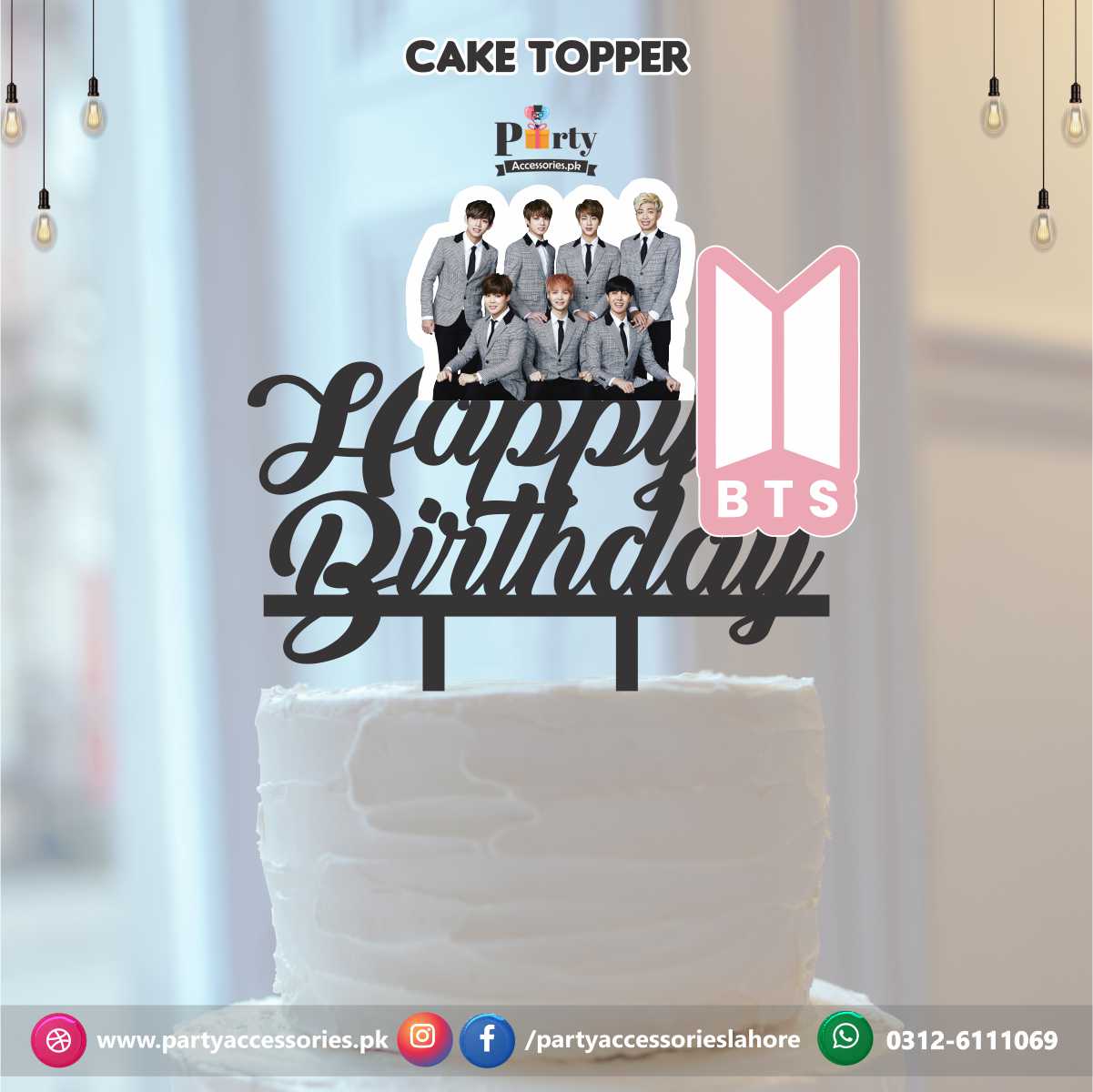 BTS theme birthday party cake topper – PartyAccessories.pk
