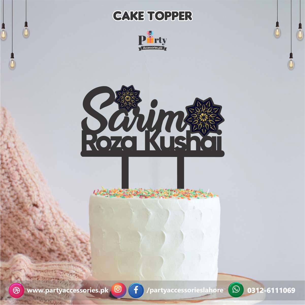 First Roza Kushai theme customized wooden cake topper – PartyAccessories.pk