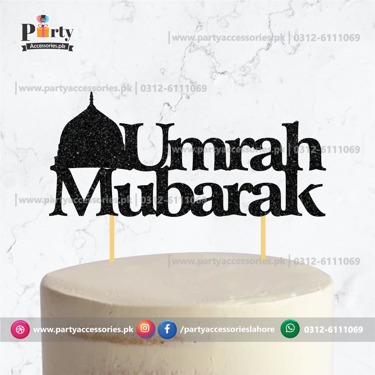 Umrah Mubarak Cake topper in English – PartyAccessories.pk