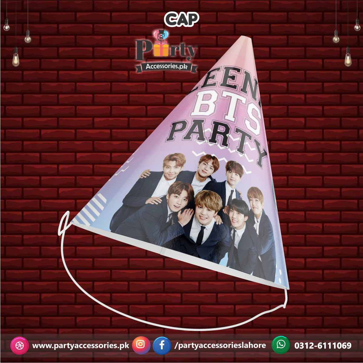 Cone shape caps in BTS theme birthday party | pack of 6 ...