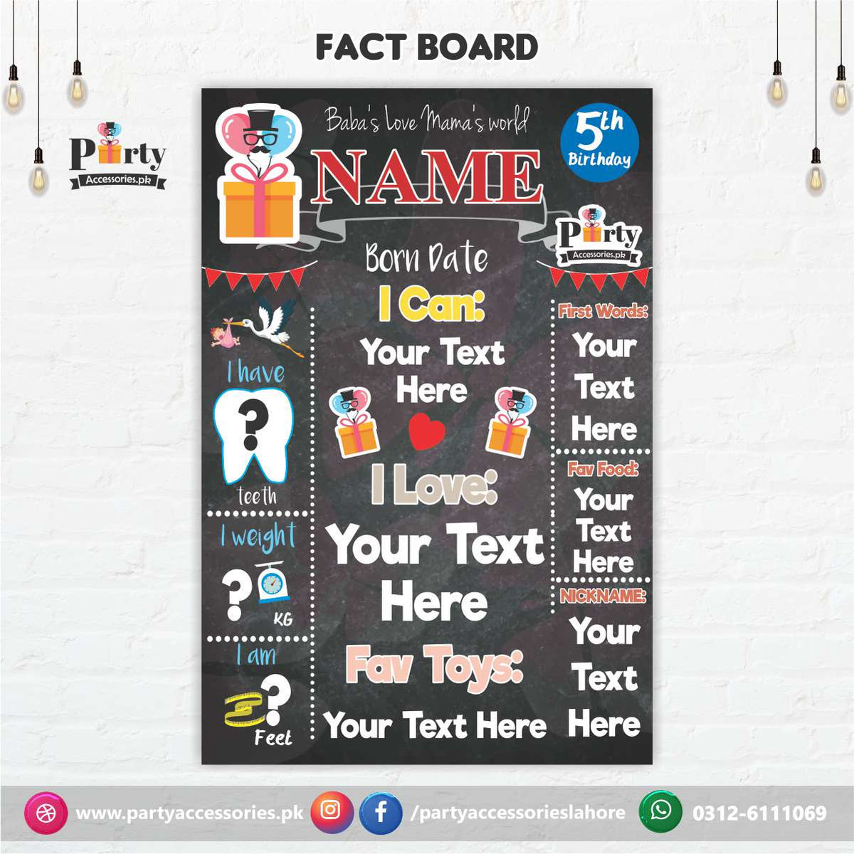 Customized birthday Fact board / Milestone Board in black ...