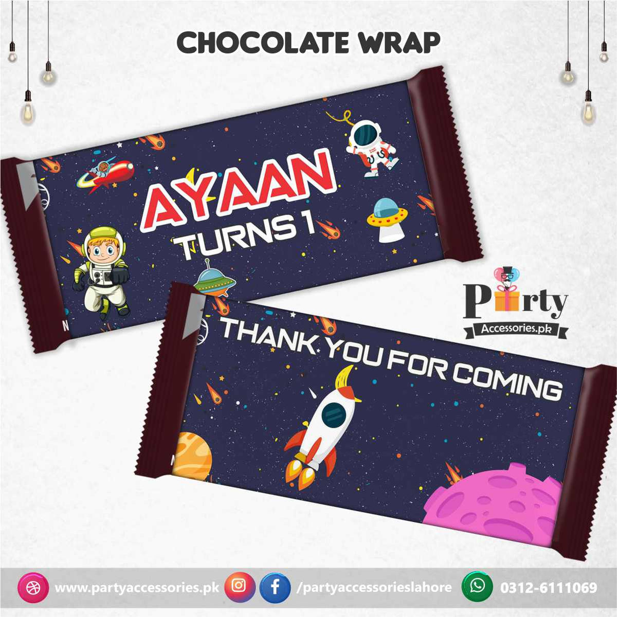 Outer Space Theme Birthday Party Customized Chocolate Wraps ...