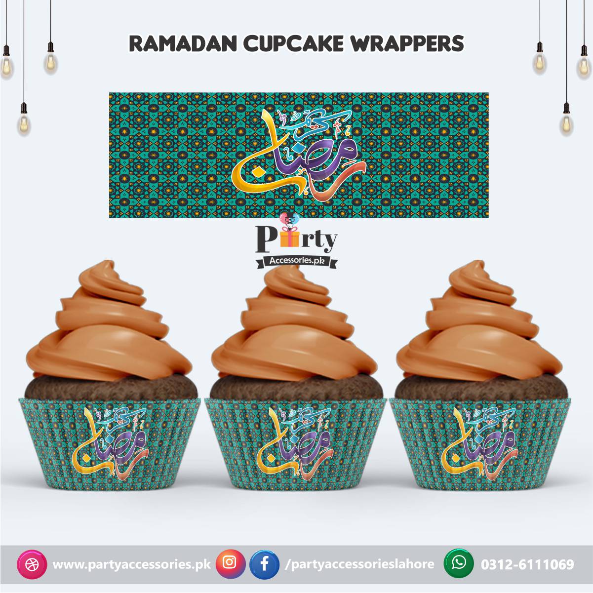 Ramadan Mubarak Cupcake wraps (8 pcs) – PartyAccessories.pk
